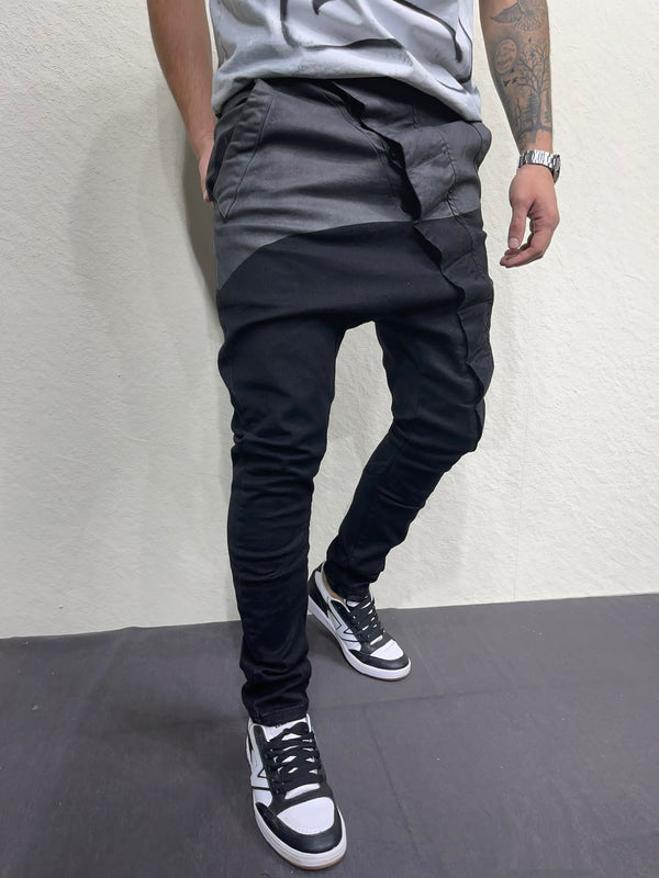 Mek Low Crotch Jeans - Black Gray Y12 - FASH STOP